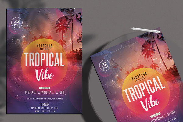 Tropical Concert and Club Events Flyer Template Free Download ...