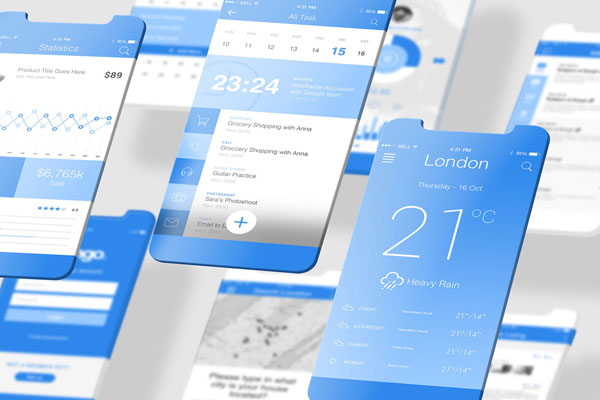 Ariel View of Multi Screen App Mockup (FREE) - Resource Boy