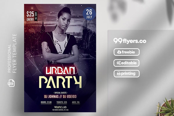 Urban Party Flyer Template with Disco Background (FREE) - Resource Boy