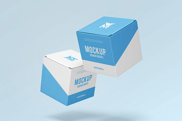 2 Mockups of Cubic Packaging Boxes in Different Views and Positions ...