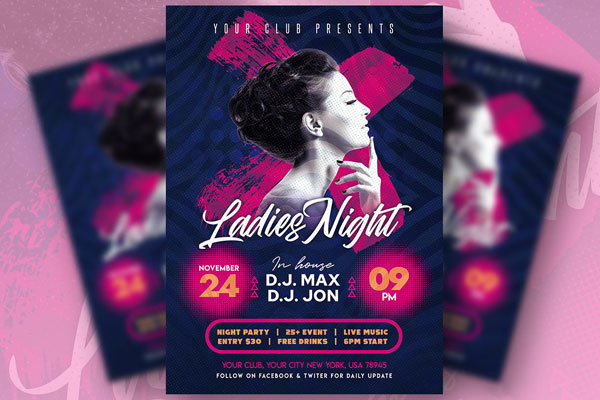Abstract Ladies Night Party Flyer Template Free Download | Resource Boy