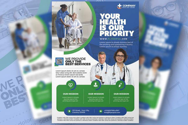 Clean Blue and Green Health Care Services Flyer Template Free Download ...