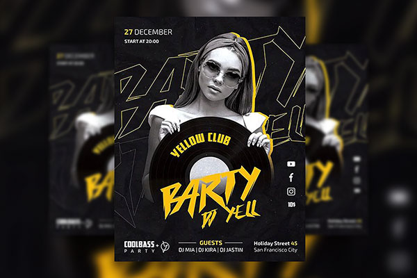 Bold Creative Party Flyer Template with a Dark Design Free Download ...