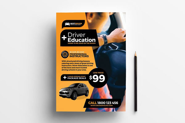 Driving School Poster and Rack Card Template Free Download | Resource Boy