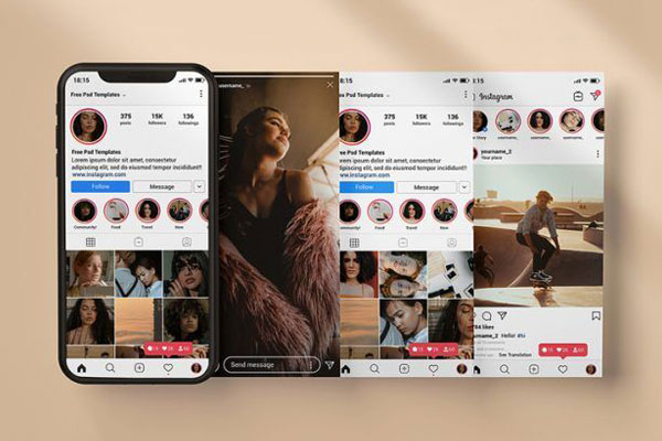 Four Instagram Screen Mockups Free Download | Resource Boy