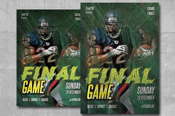 Green American Football Final Game Flyer Template Free Download ...