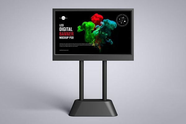 Horizontal LED Signage Standing in Front View Mockup Free Download ...