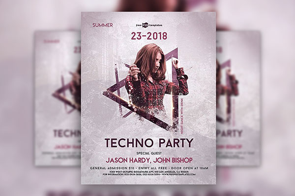 Modern Techno Party Flyer Template Free Download | Resource Boy
