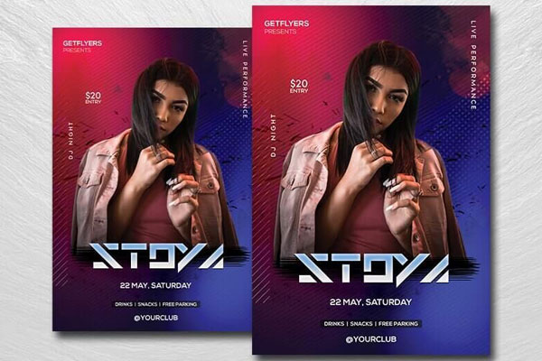 Navy Blue, Red Modern Dance Nightclub Flyer Template Free Download ...