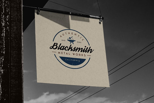 Perspective View of a Vintage Shop Sign Mockup Free Download | Resource Boy