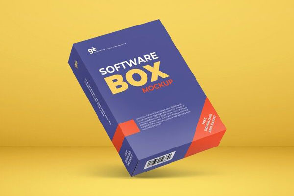 Perspective View of Floating Software Box Mockup Free Download ...