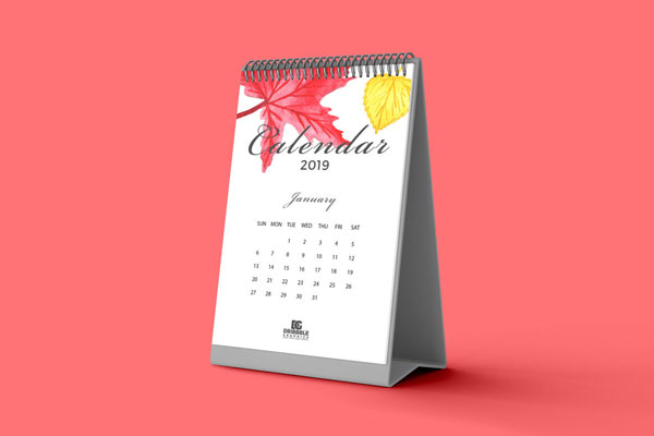 Tilted Tent Calendar with Plain Background Mockup Free Download ...
