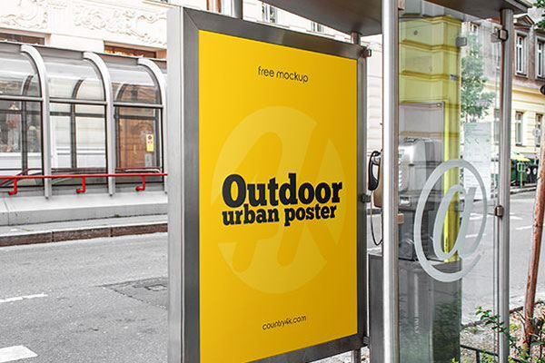 Telephone Booth Advertising Banner Mockup in Perspective Free Download ...