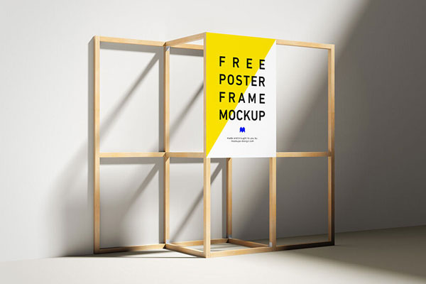 Two Angled and Front View Wooden Poster Frame Mockups Free Download ...