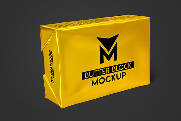 3D Golden Butter Block Mockup from a Perspective View Free Download ...