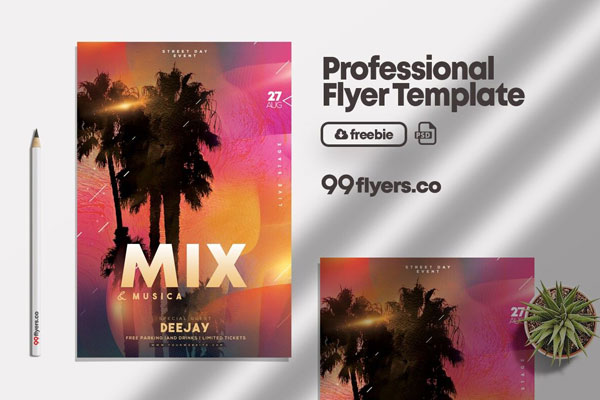 Colorful Sunset Summer Party Flyer Template Free Download | Resource Boy