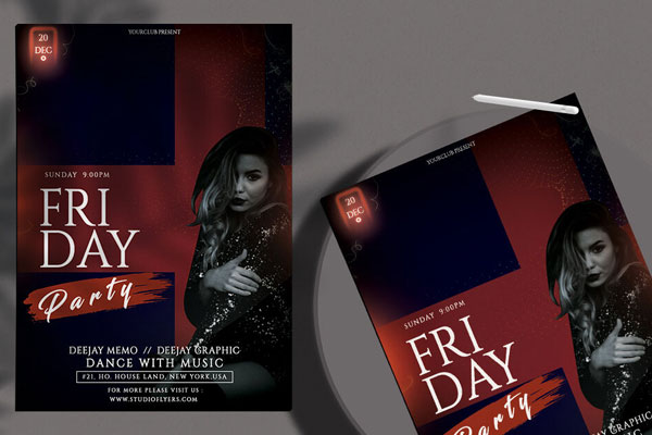 Dark Red, Modern Night Party Flyer Template Free Download | Resource Boy