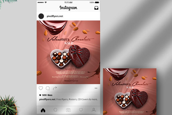 Fancy Romantic Valentines Chocolate Sale Instagram Post Free Download ...