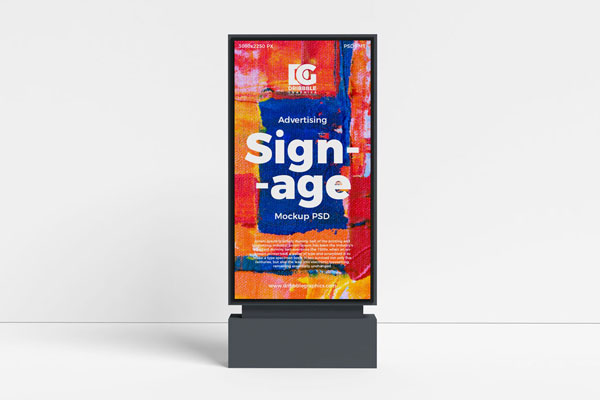 Front View Tall Outdoor Advertising Signage Mockup Free Download ...