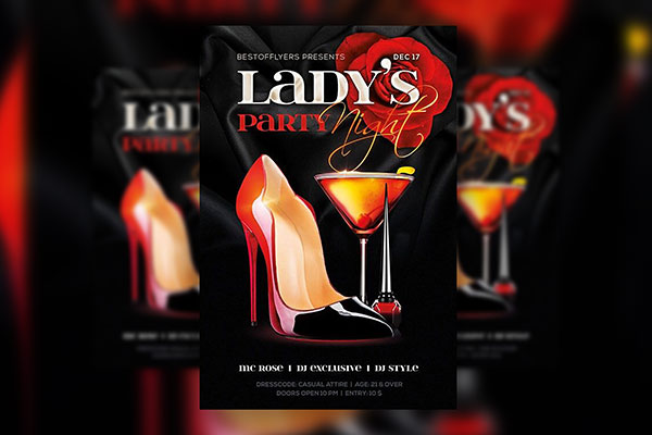 High-Heels and Cocktail Lady's Night Flyer Template and Facebook Cover ...