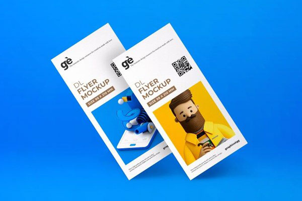 Mockup Featuring Two Slanting DL Rack Cards in the Front View Free ...