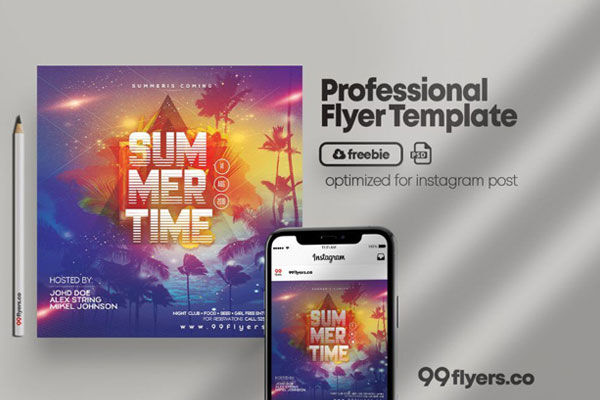 Simple Beach Summer Party Flyer Template Featuring Flowers (FREE ...