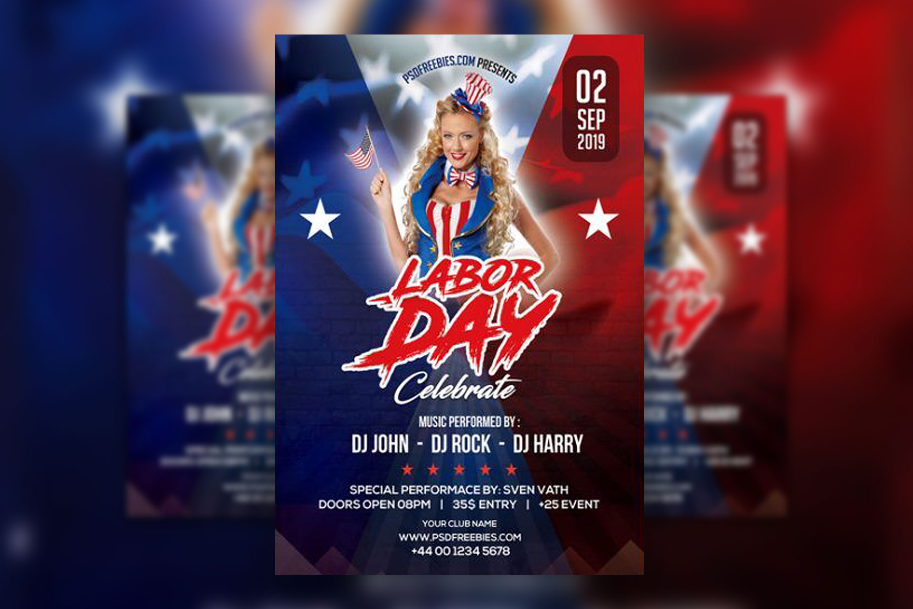 Patriotic Modern Labor Day Party Flyer Template FREE Resource Boy