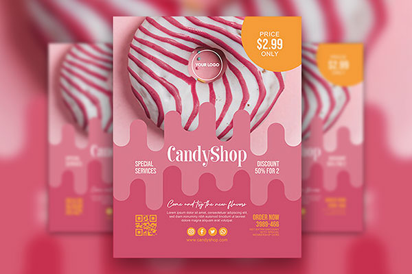 Pink Illustrated Candy Shop Flyer Template Free Download | Resource Boy