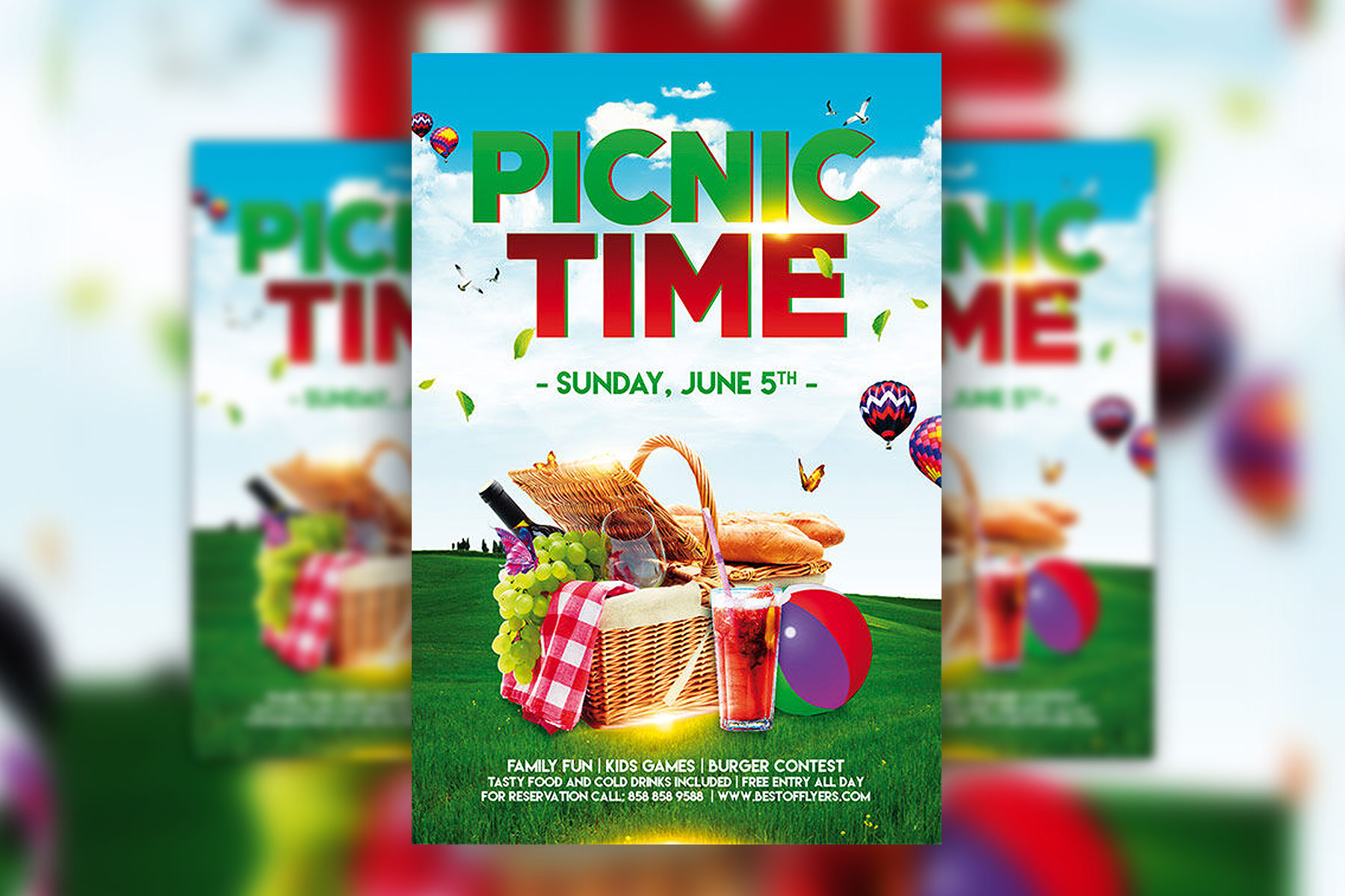 Red Green Picnic Flyer Template FREE Resource Boy