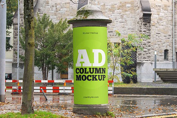 Round Street Advertising Column Mockup Free Download | Resource Boy