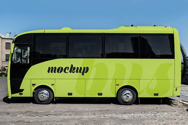 Side View of a Bus Banner Mockup Free Download | Resource Boy