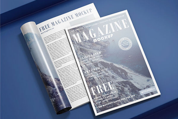Magazine Cover Front View Laid On A Surface Mockup (FREE) - Resource Boy