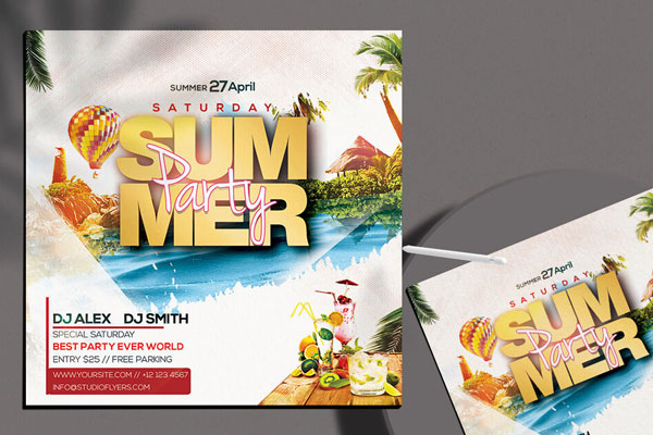 Tropical, Splash Summer Party Flyer Template Free Download | Resource Boy