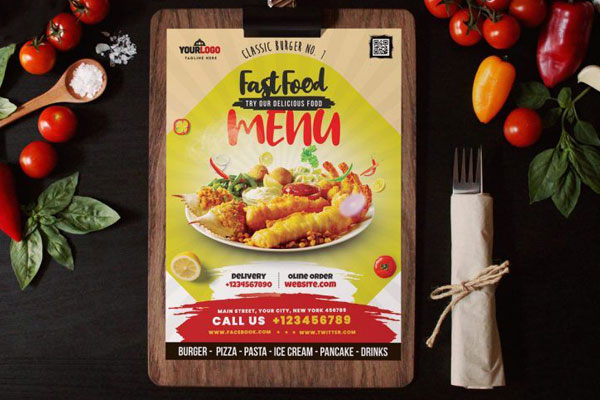 Modern Restaurant Grid Flyer Template (FREE) - Resource Boy