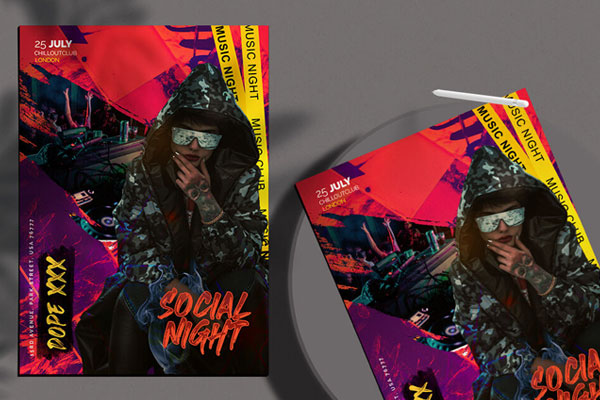 Yellow, Purple, Red Modern Night Party Flyer Template Free Download ...