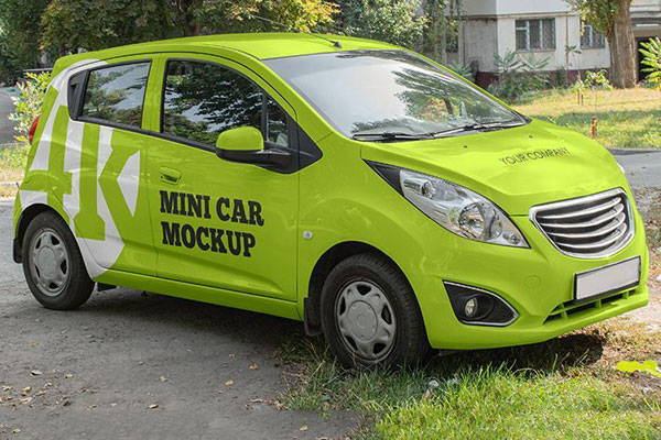 3 Mockups of Mini Car in Natural Setting Free Download | Resource Boy