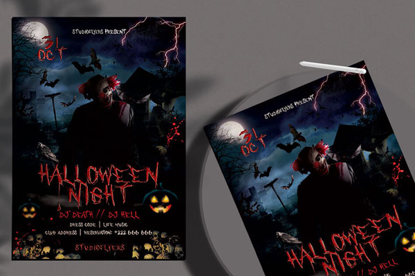 Classic Spooky Halloween Party Flyer Template Free Download | Resource Boy