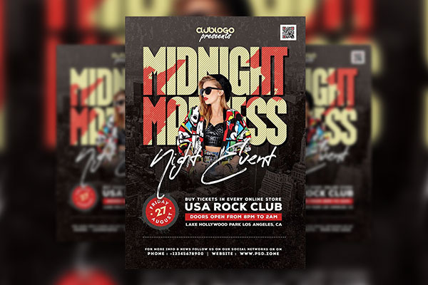 Dark Modern Nightclub Event Flyer Template Free Download | Resource Boy