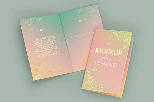 Front and Top View of Two Bi-Fold Postcard Mockups Free Download ...