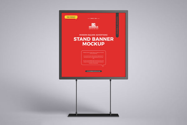Front View of a Simple Square Advertising Stand Banner Mockup Free ...