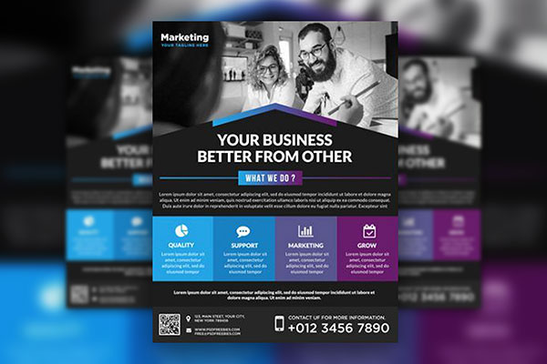 Grid Professional Business Flyer Template Free Download | Resource Boy