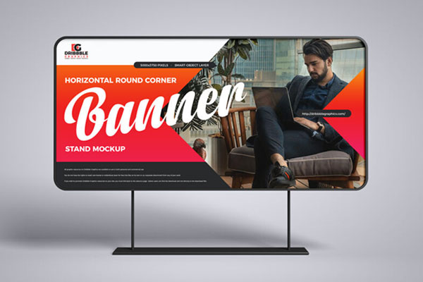 Horizontal Billboard in the Front View Mockup Free Download | Resource Boy