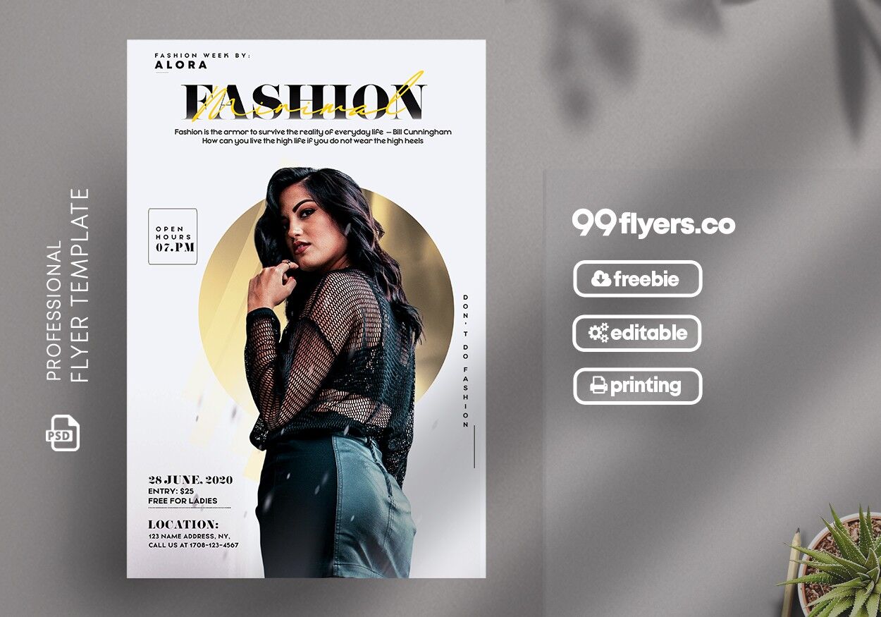Minimal Circle Fashion Show Flyer Template FREE Resource Boy