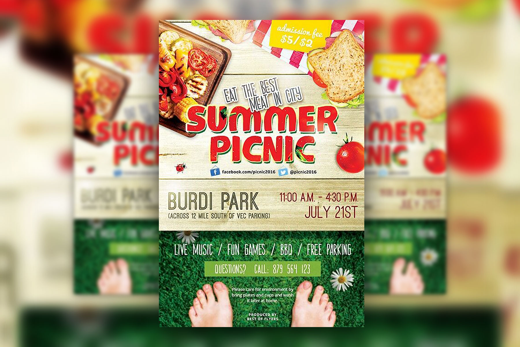 Modern Summer Picnic Flyer Template FREE Resource Boy