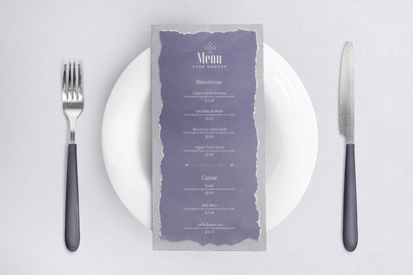 Plain Restaurant Menu Card on a Plate Mockup Free Download | Resource Boy