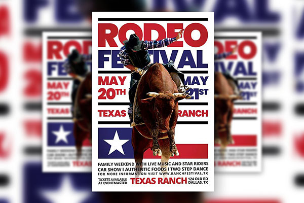 Red, Blue, White Rodeo Flyer Template Free Download | Resource Boy