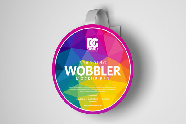 Shelf Wobbler Put up on the Wall in Half-Side View Mockup Free Download ...