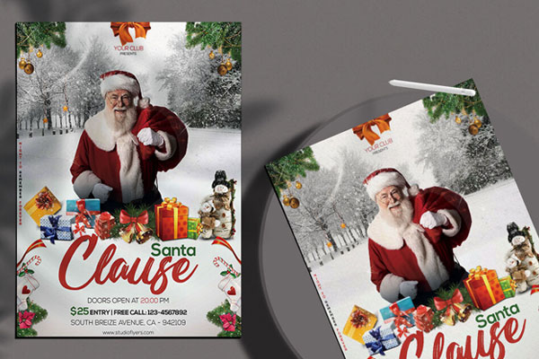 Snowy Santa Clause Christmas Flyer Template Free Download | Resource Boy