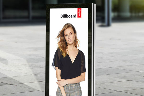 Vertical City Signage Standing in the Half-Side View Mockup Free ...