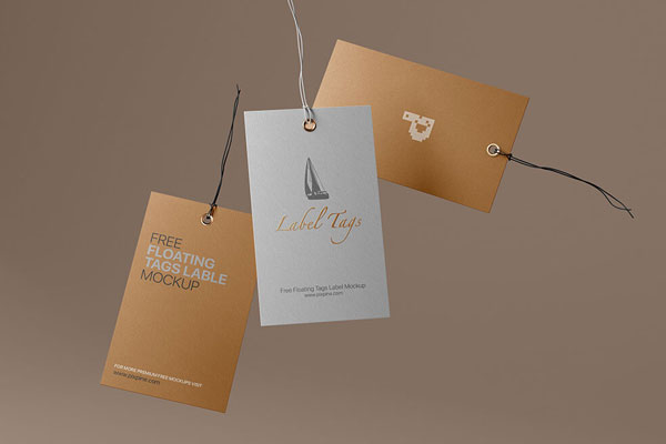 3 Vertical Floating Label Tags with Strings Attached Mockup Free ...